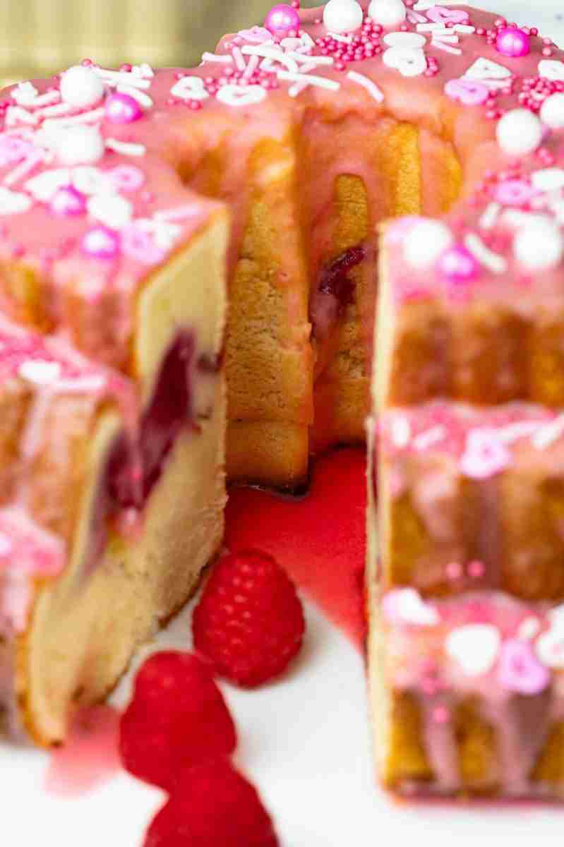 Raspberry Swirl Bundt Cake with Real Raspberries