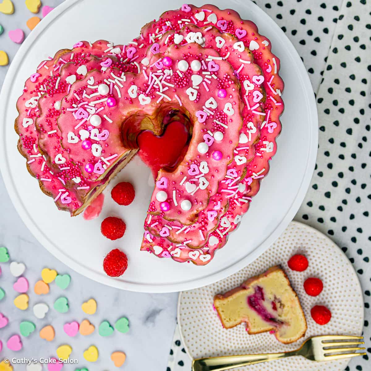 Raspberry Swirl Bundt Cake with Real Raspberries