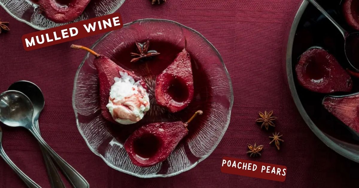 Mulled Wine Poached Pears in Red Wine