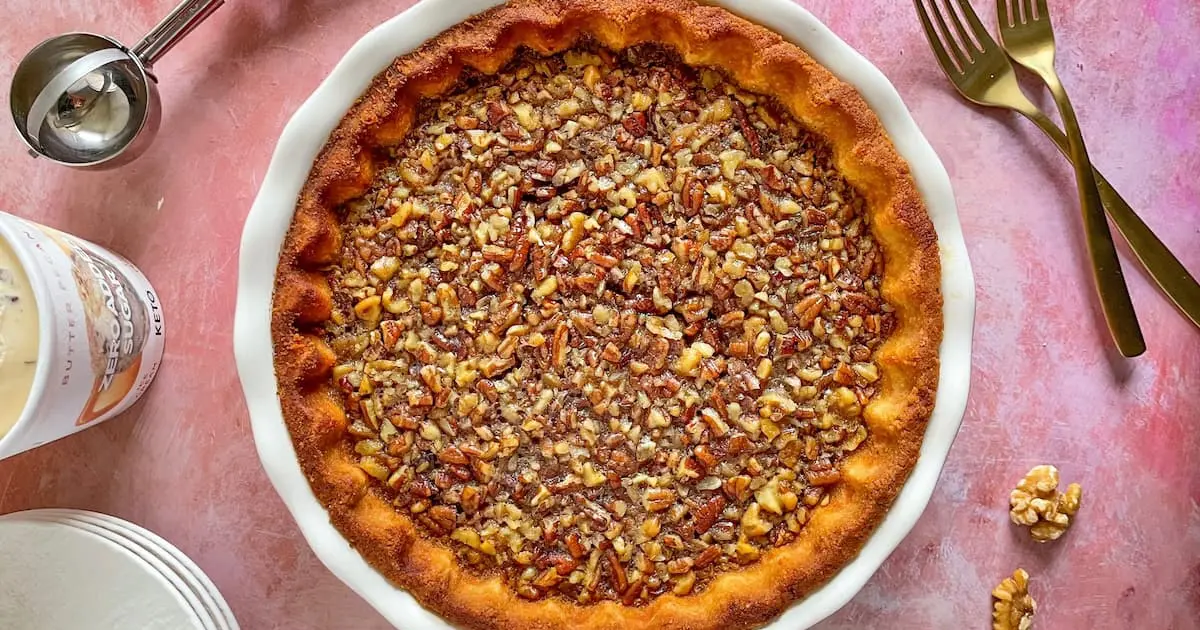 Pecan Walnut Pie Recipe in an Almond Flour Crust